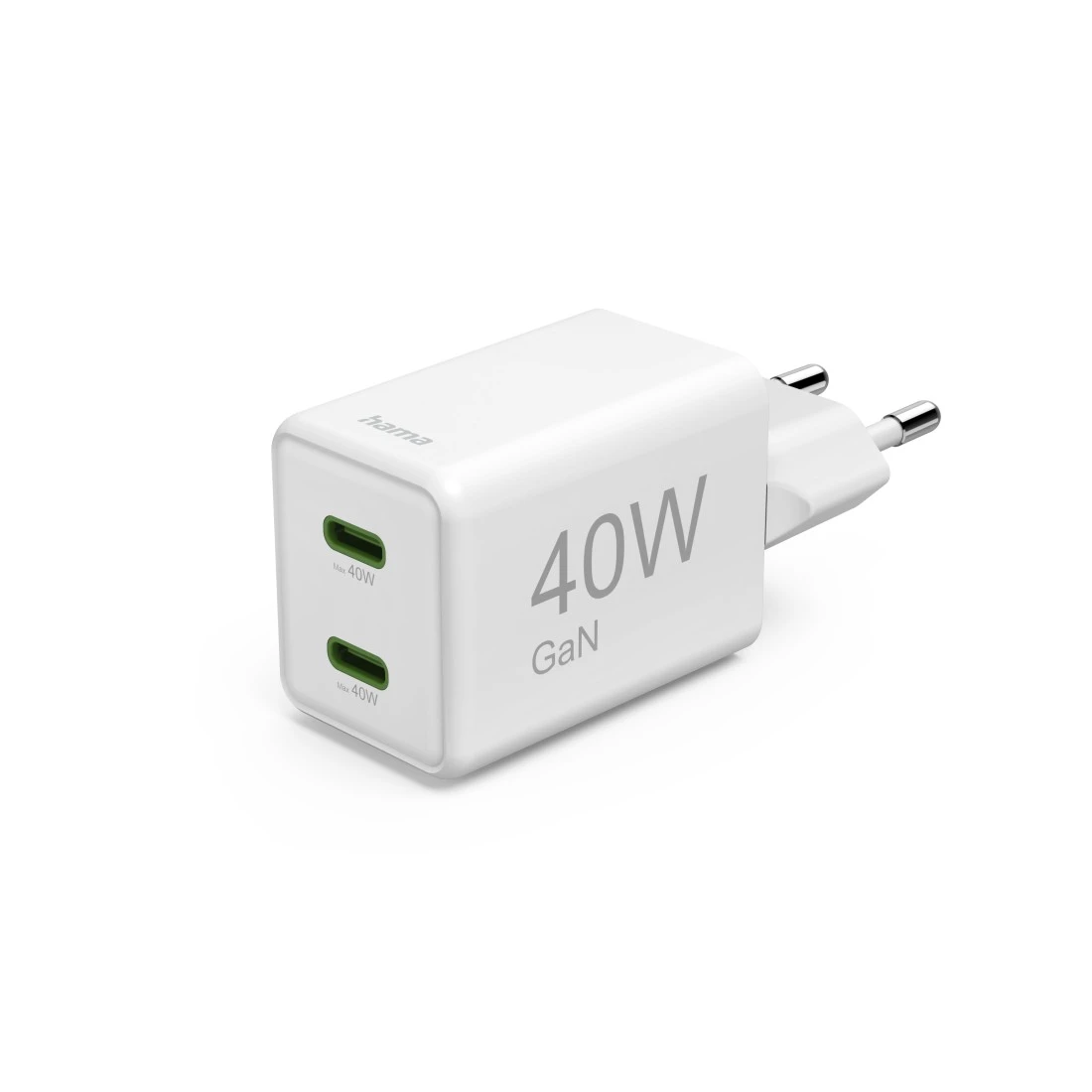 | Hama | Fast Charger, GaN, 2x USB-C, Super-Mini Charger, PD, 40 W, white