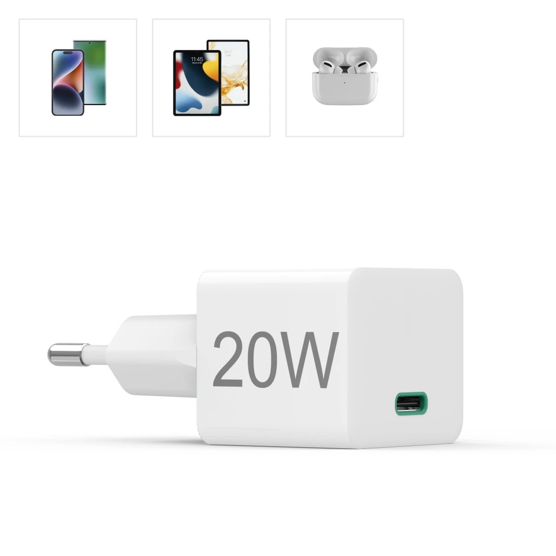 Fast Charger, USB-C, Mini Charger, PD, 20 W, white | Hama | | Hama